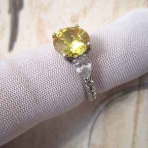 Jean Dousett Sterling Silver Large Canary Yellow CZ, Pear Shape Clear ...