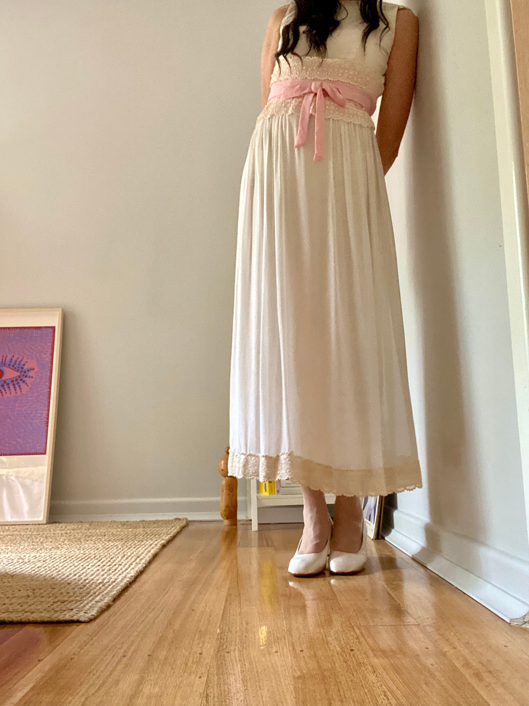 Vintage 60s Chiffon Lace Maxi Dress Extra Small - Etsy