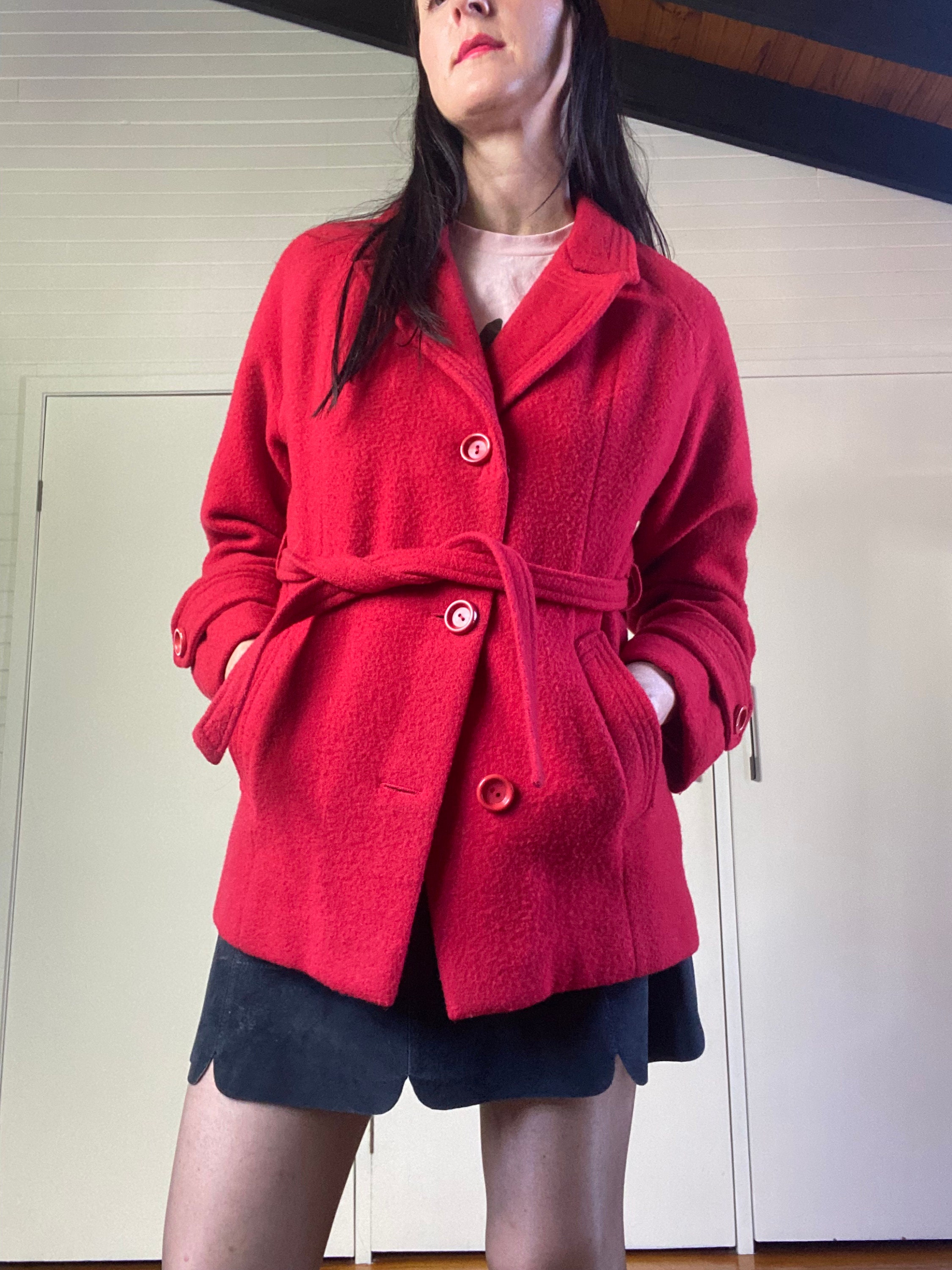 Red Vintage 60s Mod Wool Mini Coat Jacket - Etsy