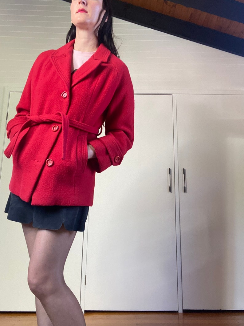 Red Vintage 60s Mod Wool Mini Coat Jacket - Etsy