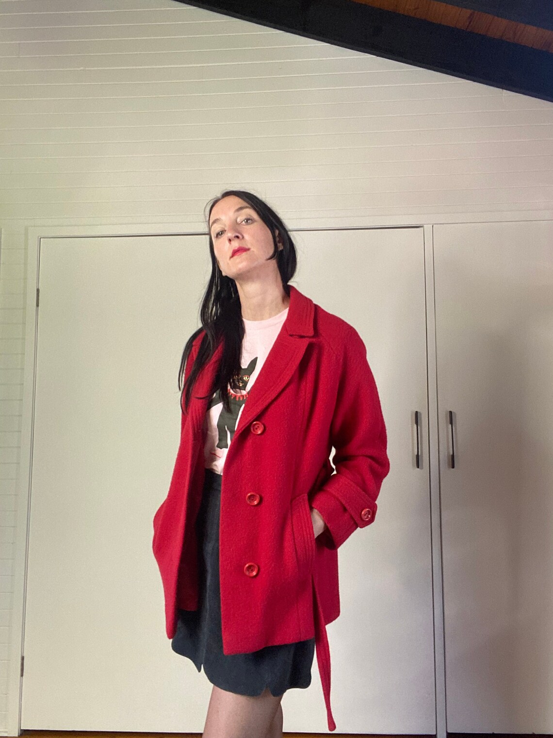 Red Vintage 60s Mod Wool Mini Coat Jacket - Etsy