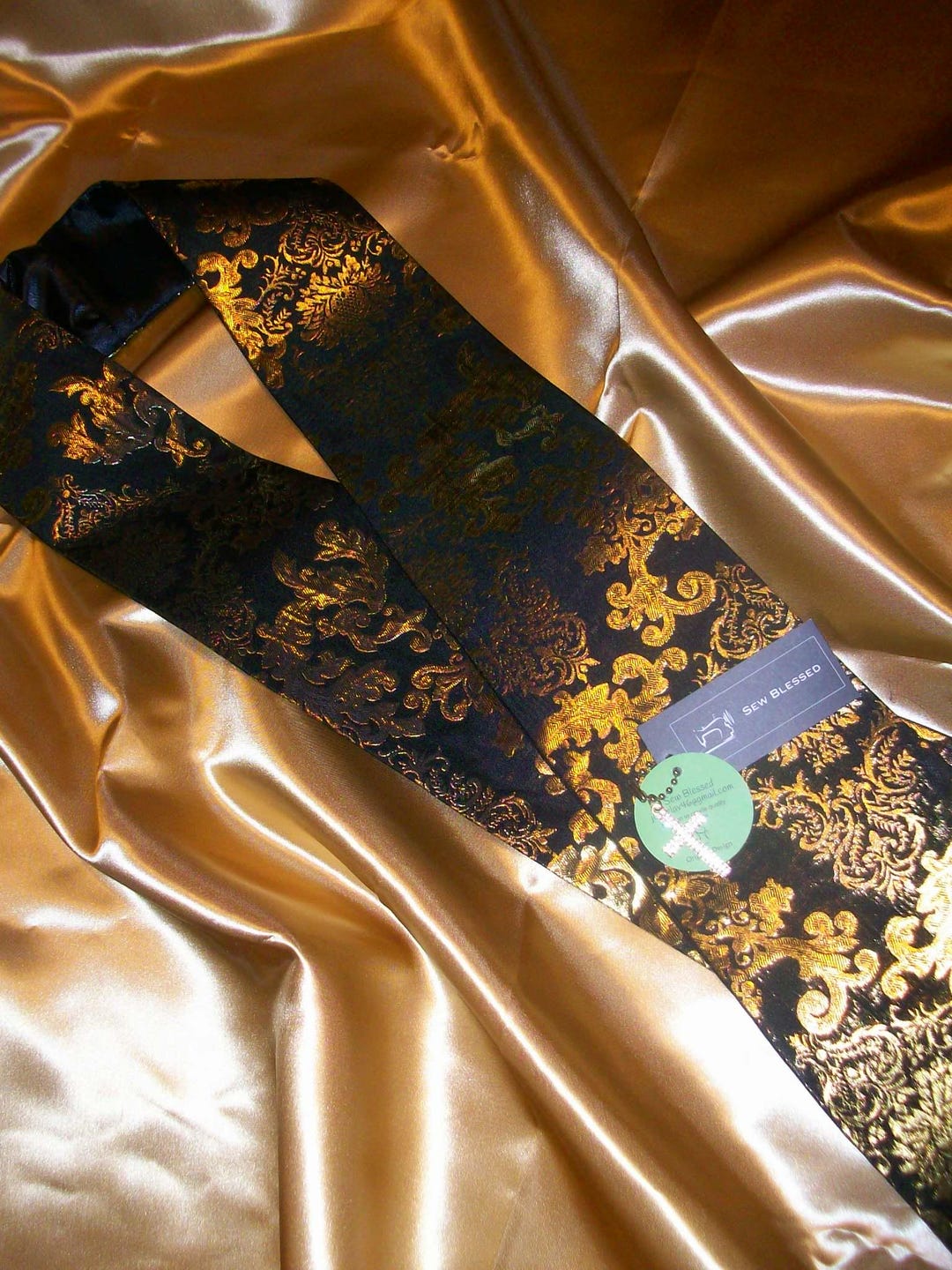 Black Stole With Baroque Design Clergy - Etsy