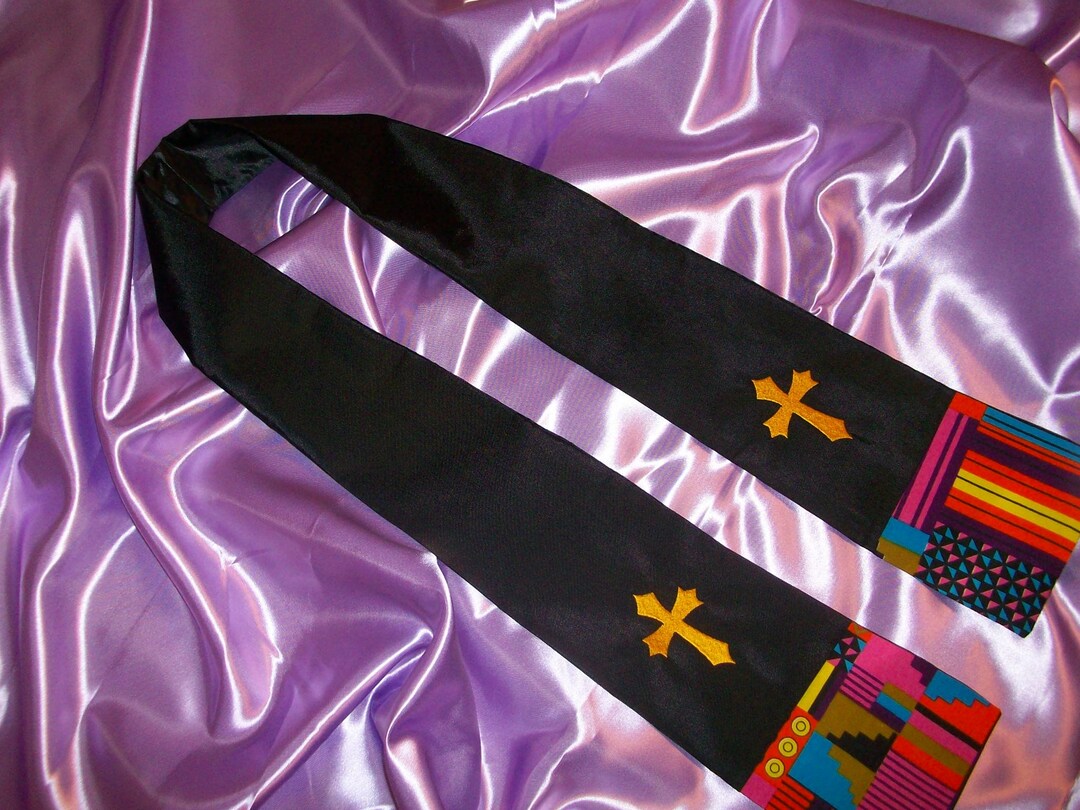 Black Stole With African Print || All Purpose Stole || Clergy Apparel ...