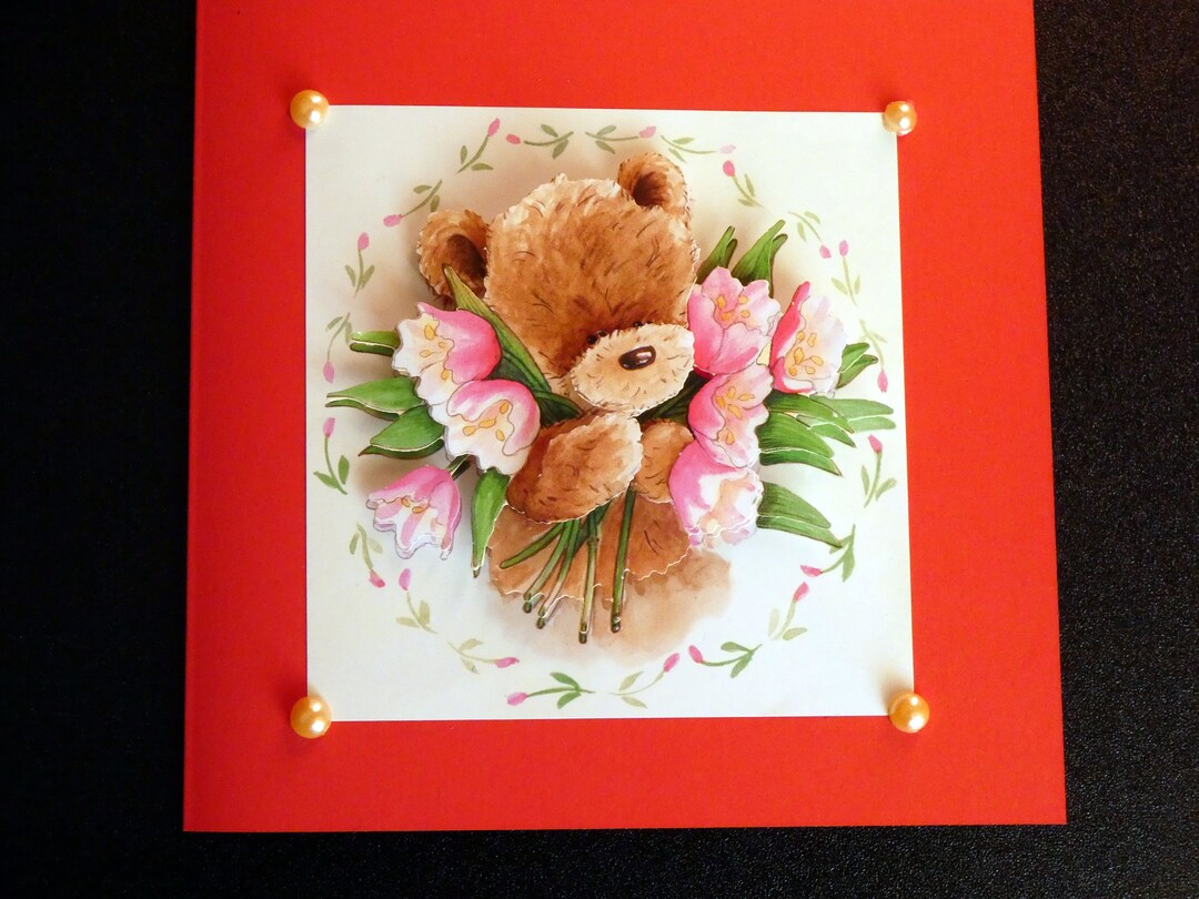 3D Bear Greeting Card, Bears-greeting Card, Handmade Card, Bear With ...