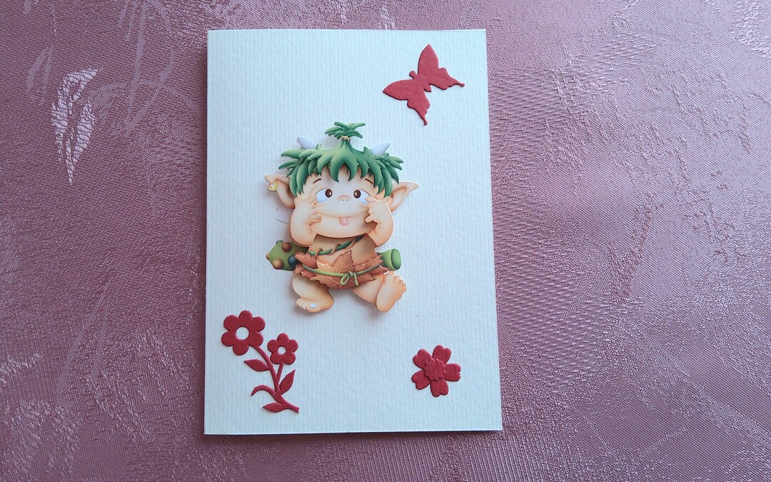 3d-troll Greeting Card, Greeting Card, Handmade Card, Troll Sticks ...