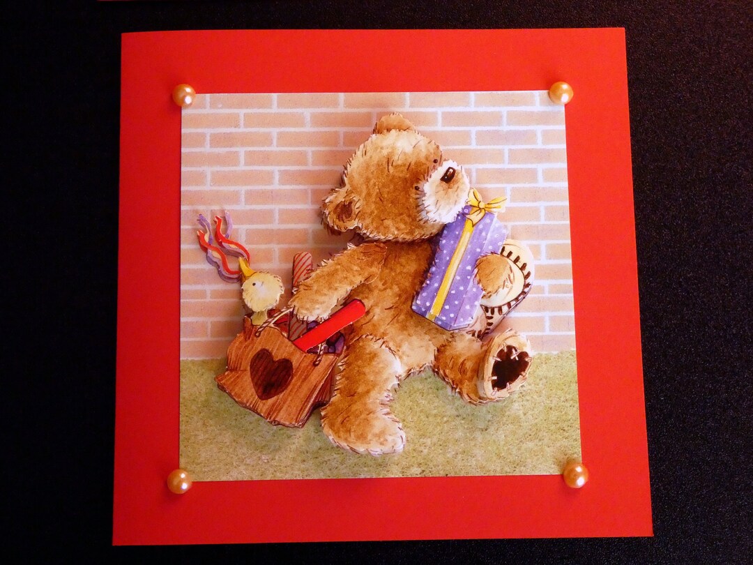 3D Bears Greeting Card, Bears Greeting Card, Handmade Card, Bear With ...