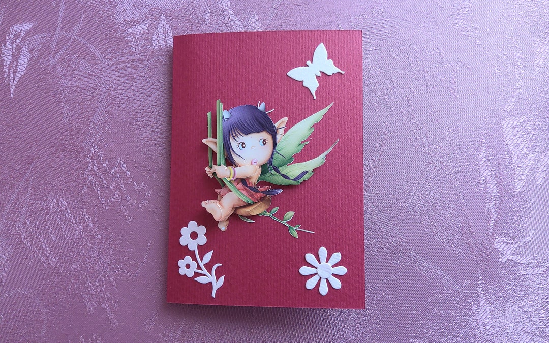 3D Troll Greeting Card, Greeting Card, Handmade Card, Troll Girl Swings ...