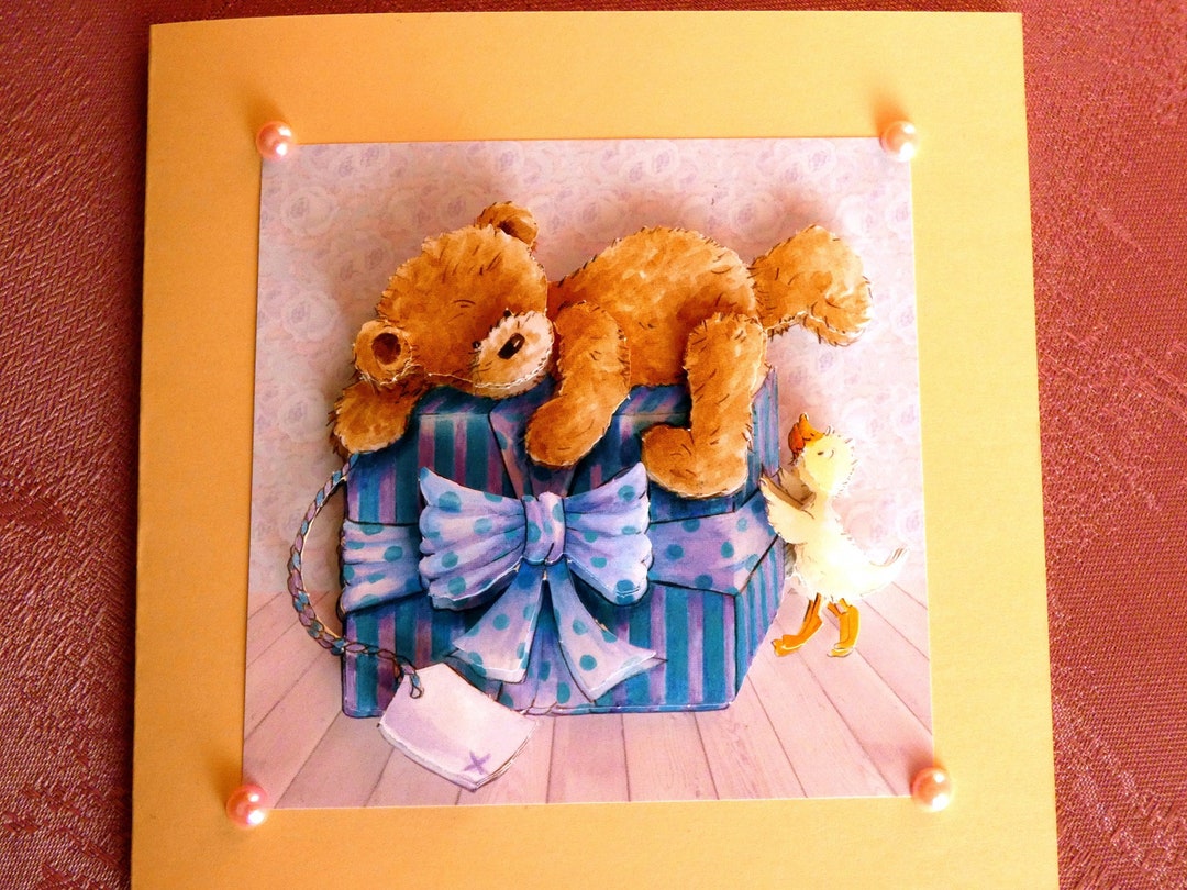 3D Bears Greeting Card, Bears Greeting Card, Handmade Card, Bear With ...
