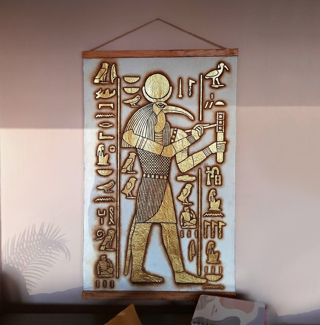 Egyptian God Thoth Original Painting, Thoth Art, Ancient Egypt God Art ...