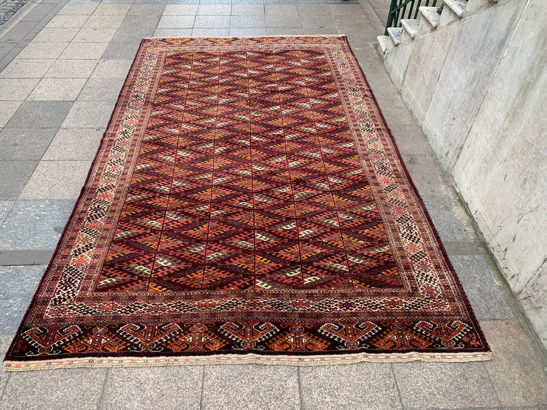 7' X 12' Free Shipping Area Carpet Room Size Village Rug Vintage Rug ...