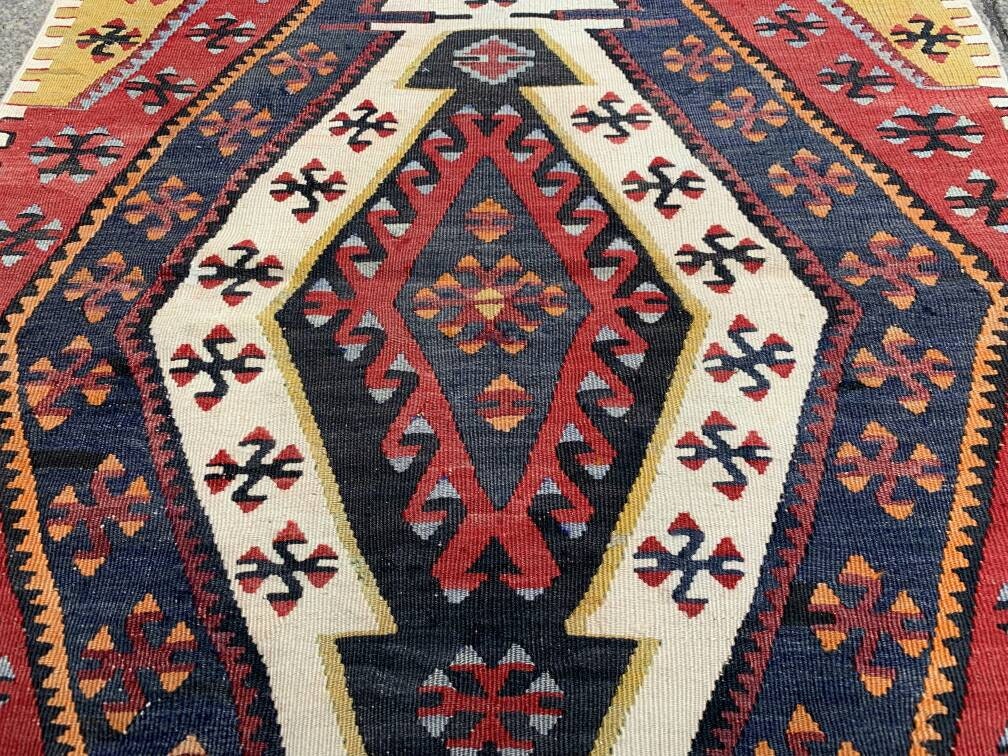 2.11x4.7 Feet Free Shipping Village Colourful Kelim Rug - Etsy UK