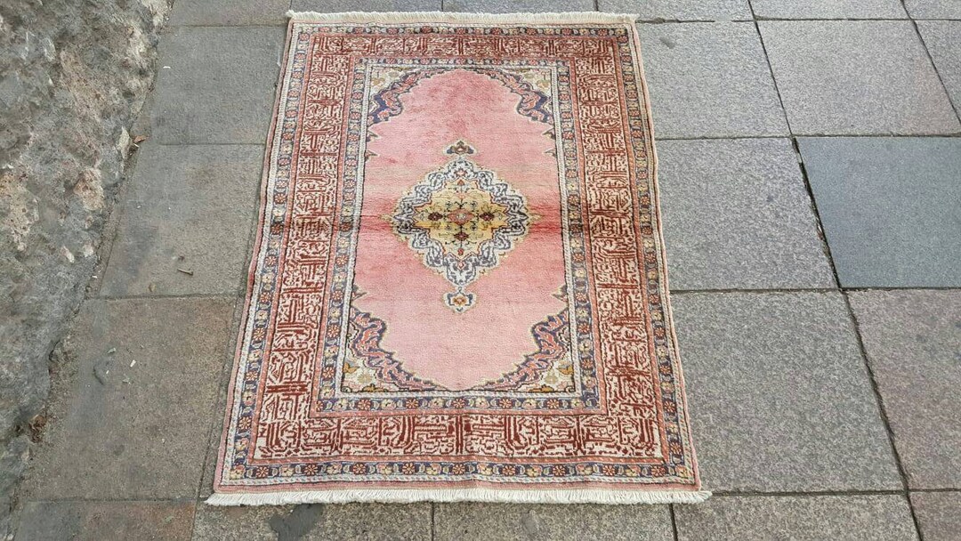 2.11x4.1 Feet Free Shipping Faded Pink Silk and Cotton Rug Kitchen and ...