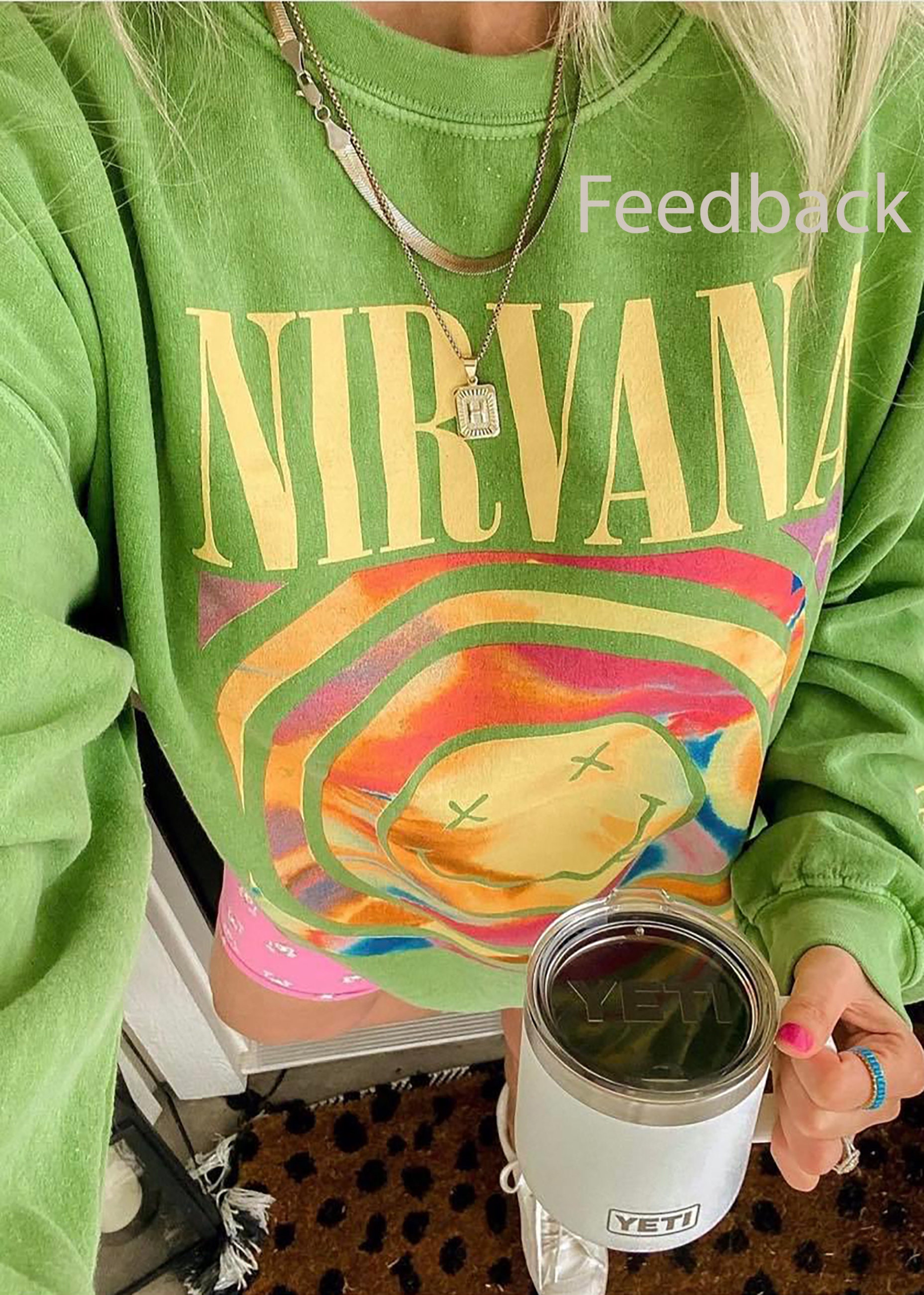 NlRVANA Smiley Face Sweatshirt, Smiley Face Rainbow Sweatshirt ...