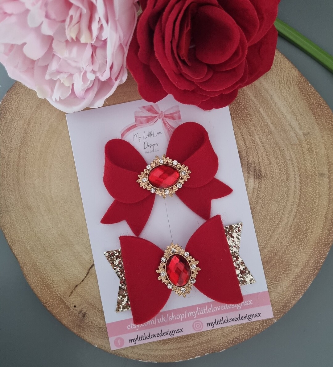 Red Felt Gem Bow **SOLD INDIVIDUALLY** - Etsy