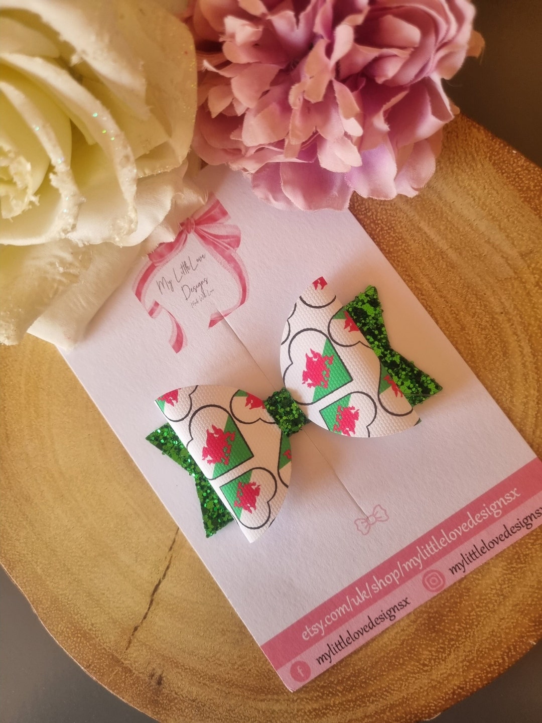 Welsh Flag Heart Print Hairbow - Etsy UK
