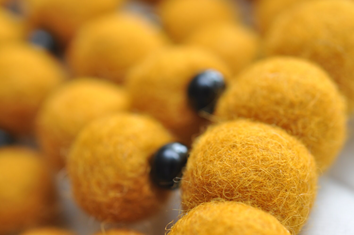 Yellow Wool Necklace Woolen Wedding Felted Necklace Handmade Balls ...