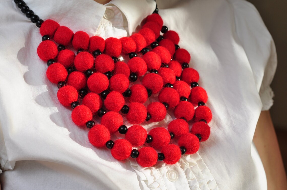 Red Jewelry Wool Berries Felt Modern Jewelry Felted Art Valentine's Day ...