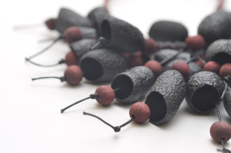 Unique Jewelry Black Cocoon Necklace Women Accessory Organic Large Silk ...