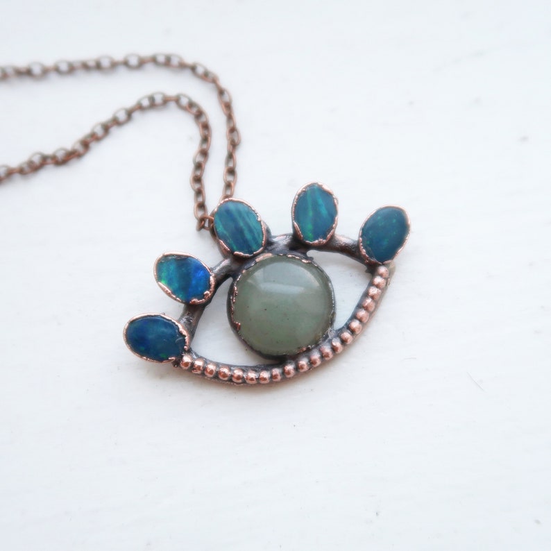 Opal Green Aventurine Eye Talisman Crystal Necklace Copper - Etsy