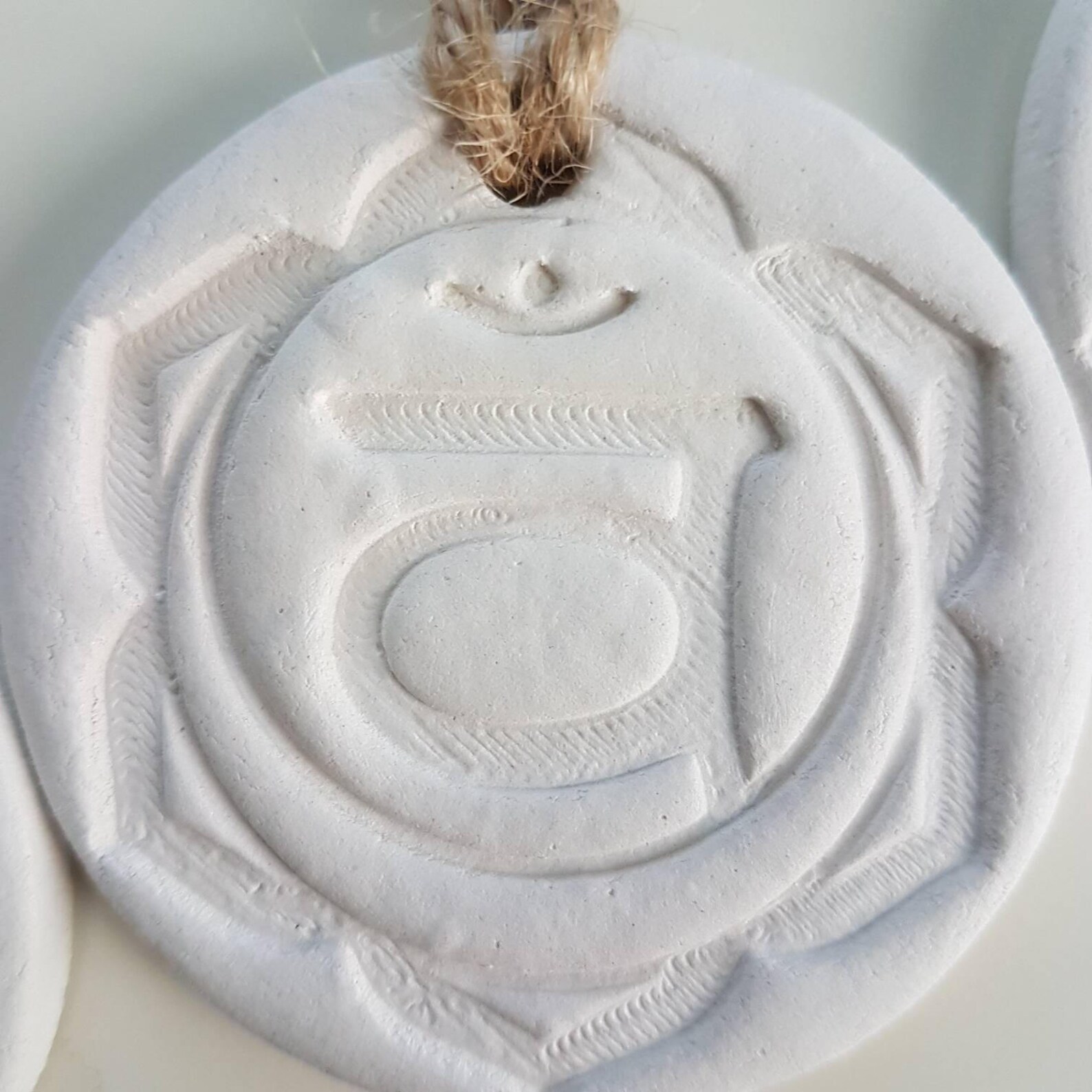 Sacral Chakra Design White Clay Hanging Decoration, Svadhisthana, Reiki ...