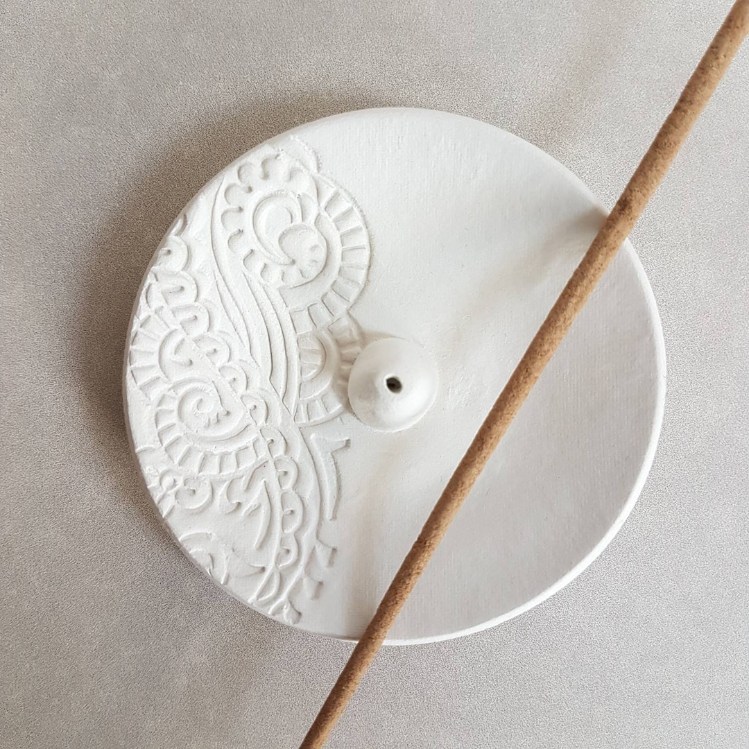 White Clay Incense Burner, Meditation Gift, Ash Catcher, Joss Stick ...