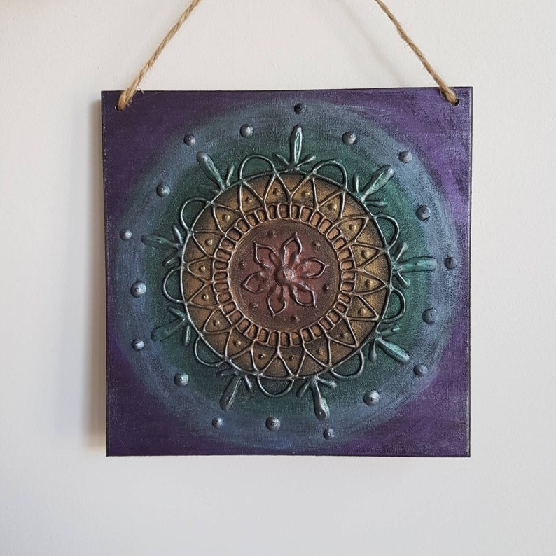Square Metallic Rainbow Mandala Wall Plaque Gift for Them - Etsy