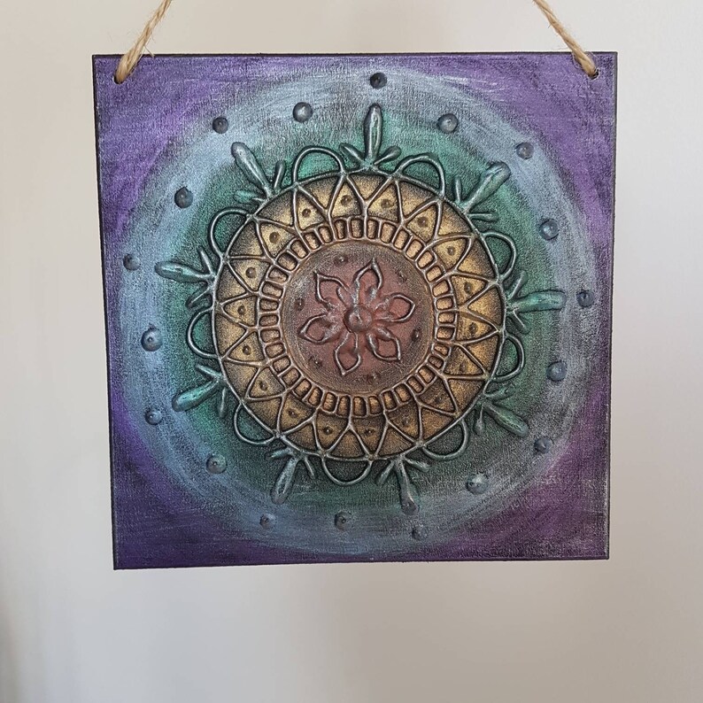 Square Metallic Rainbow Mandala Wall Plaque Gift for Them - Etsy