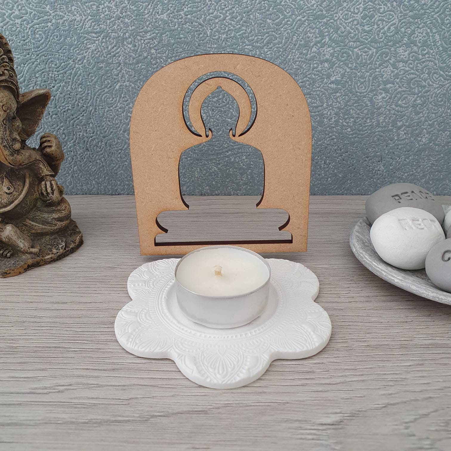 Lord Mahavir Wood and Clay Tealight Holder Diwali Tealight - Etsy