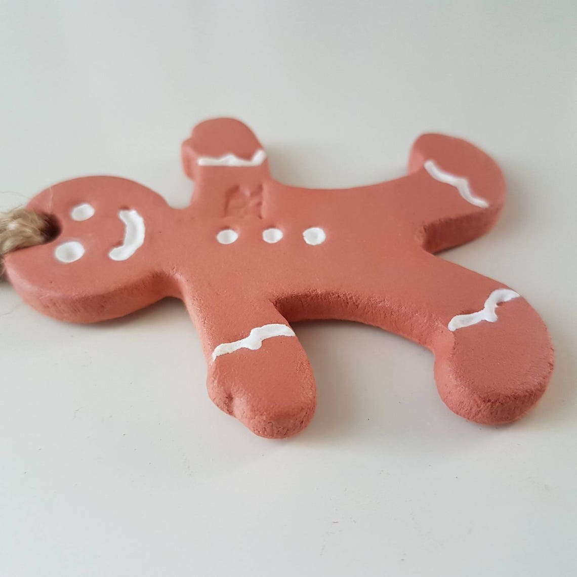 Clay gingerbread man personalised Christmas decoration. | Etsy
