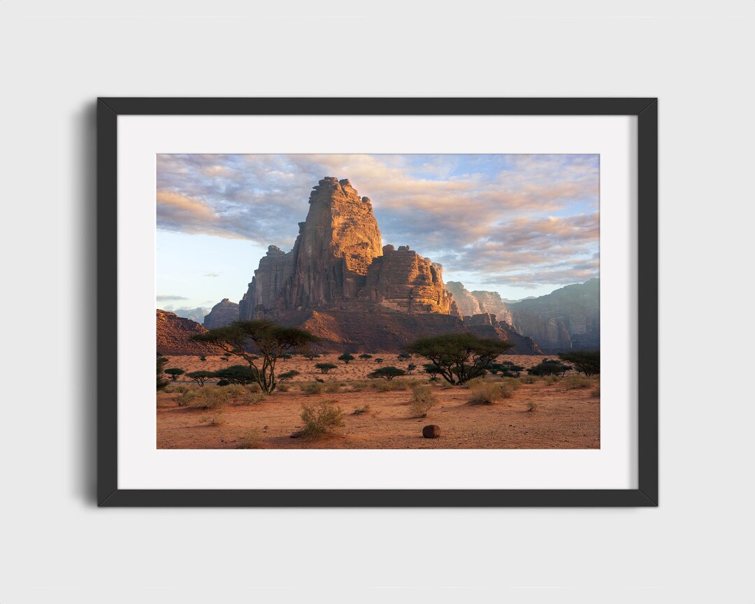 Sunlit Disah Rock Formation: Desert Landscape Photography Print ...