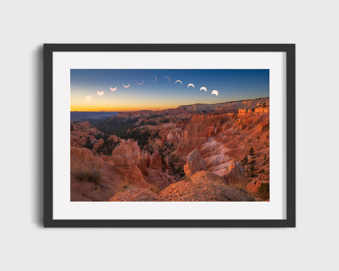 Bryce Canyon Eclipse Wall Art – Solar Eclipse Over Hoodoos Landscape ...