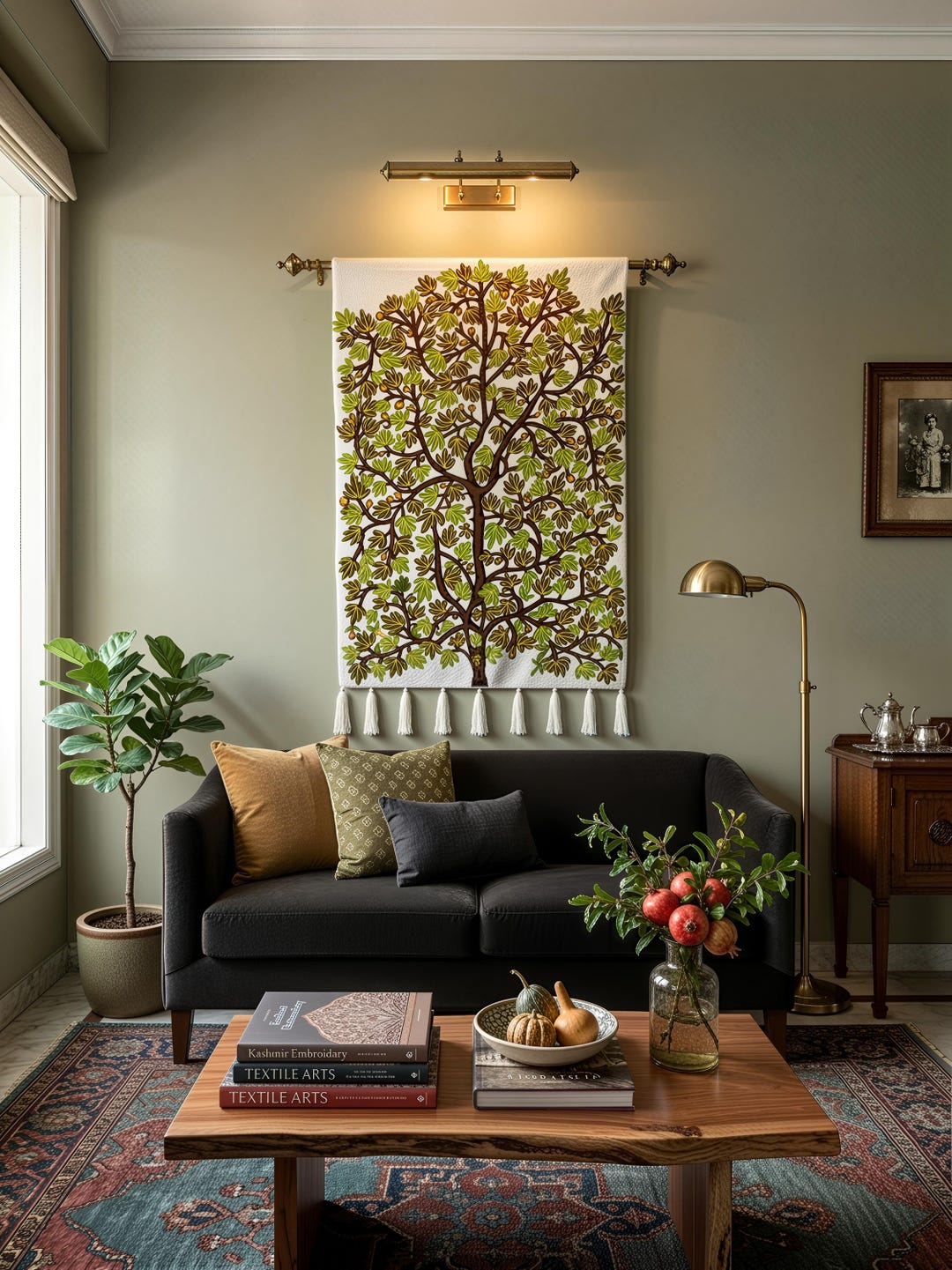 Chinar Leaves Wool Rug - Handmade Tree of Life Design - Etsy