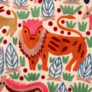 Hand Embroidered Wool Animal Rug: Whimsical Nursery Decor - Etsy