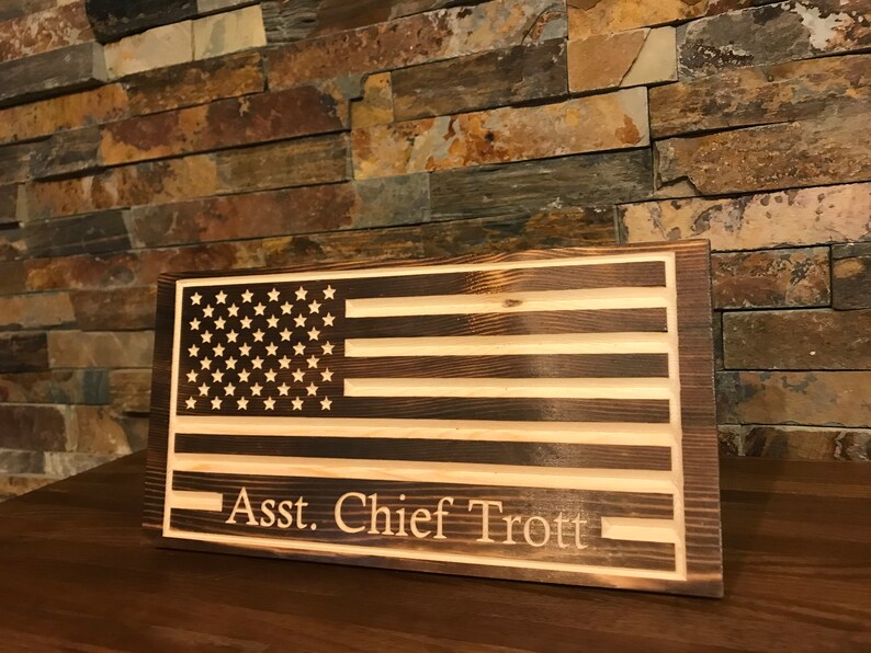 Flag desk plaque Rustic Personalized personalized gift | Etsy