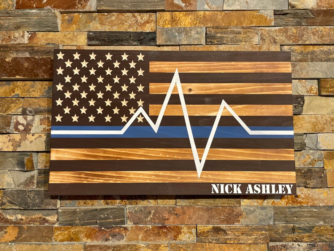 EMS Flag - Rustic Wooden Flag - American Flag - First Responder ...