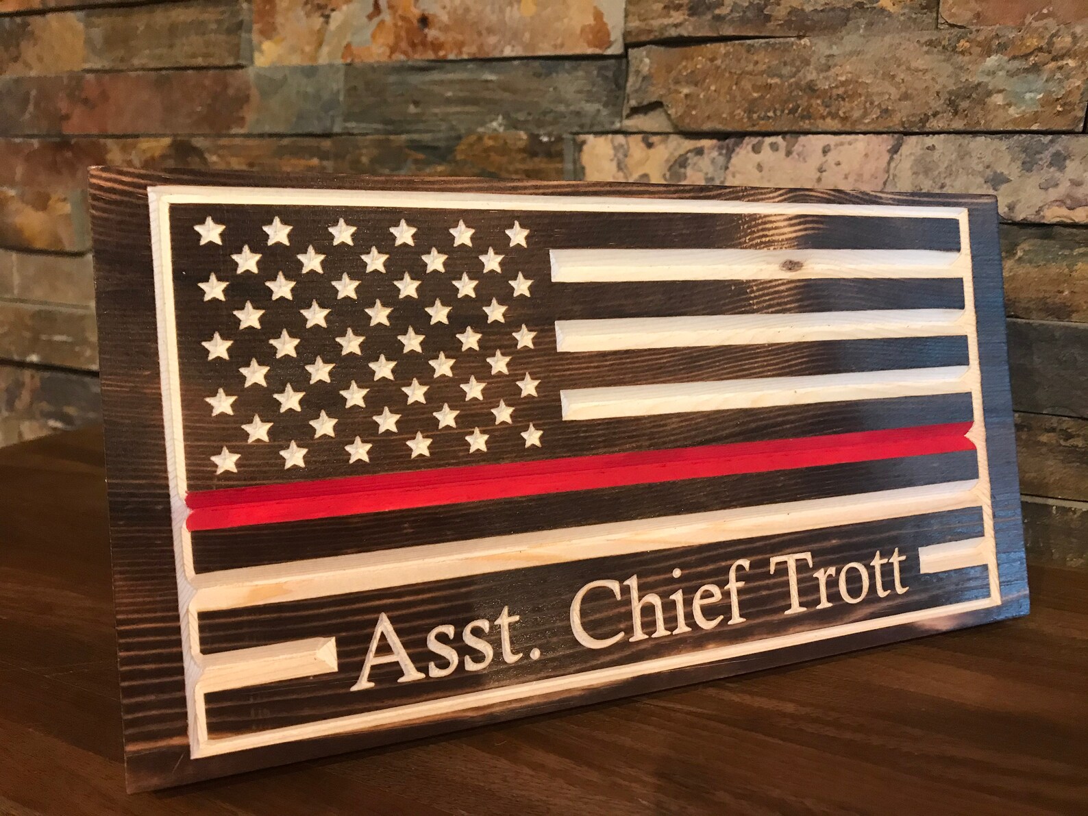 Flag desk plaque Rustic Personalized personalized gift | Etsy