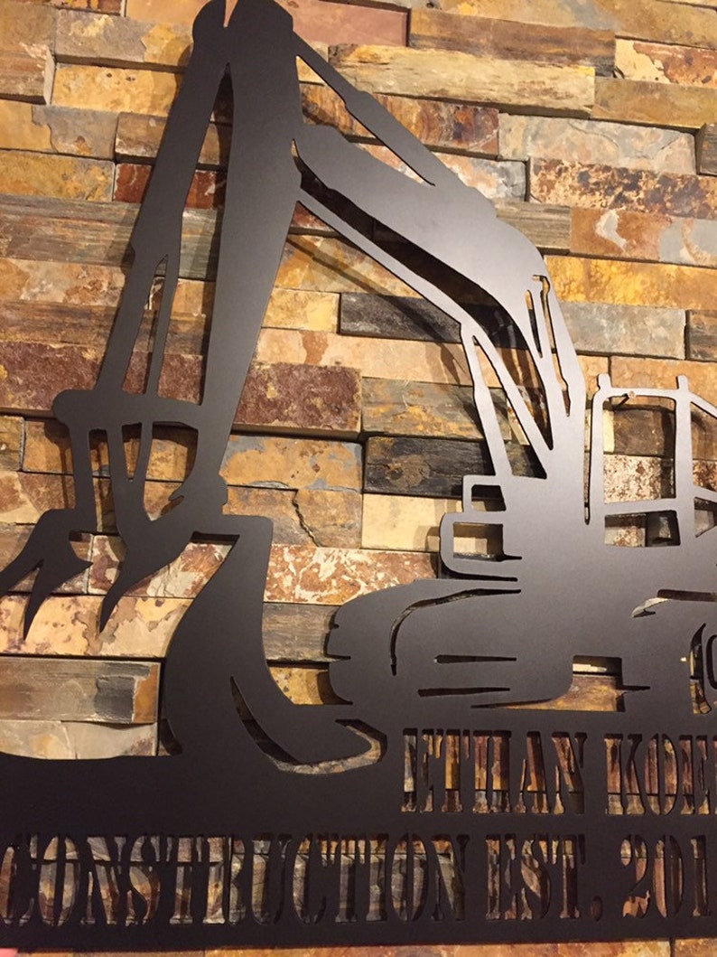 Custom Black Metal Excavator Sign Construction Sign - Etsy
