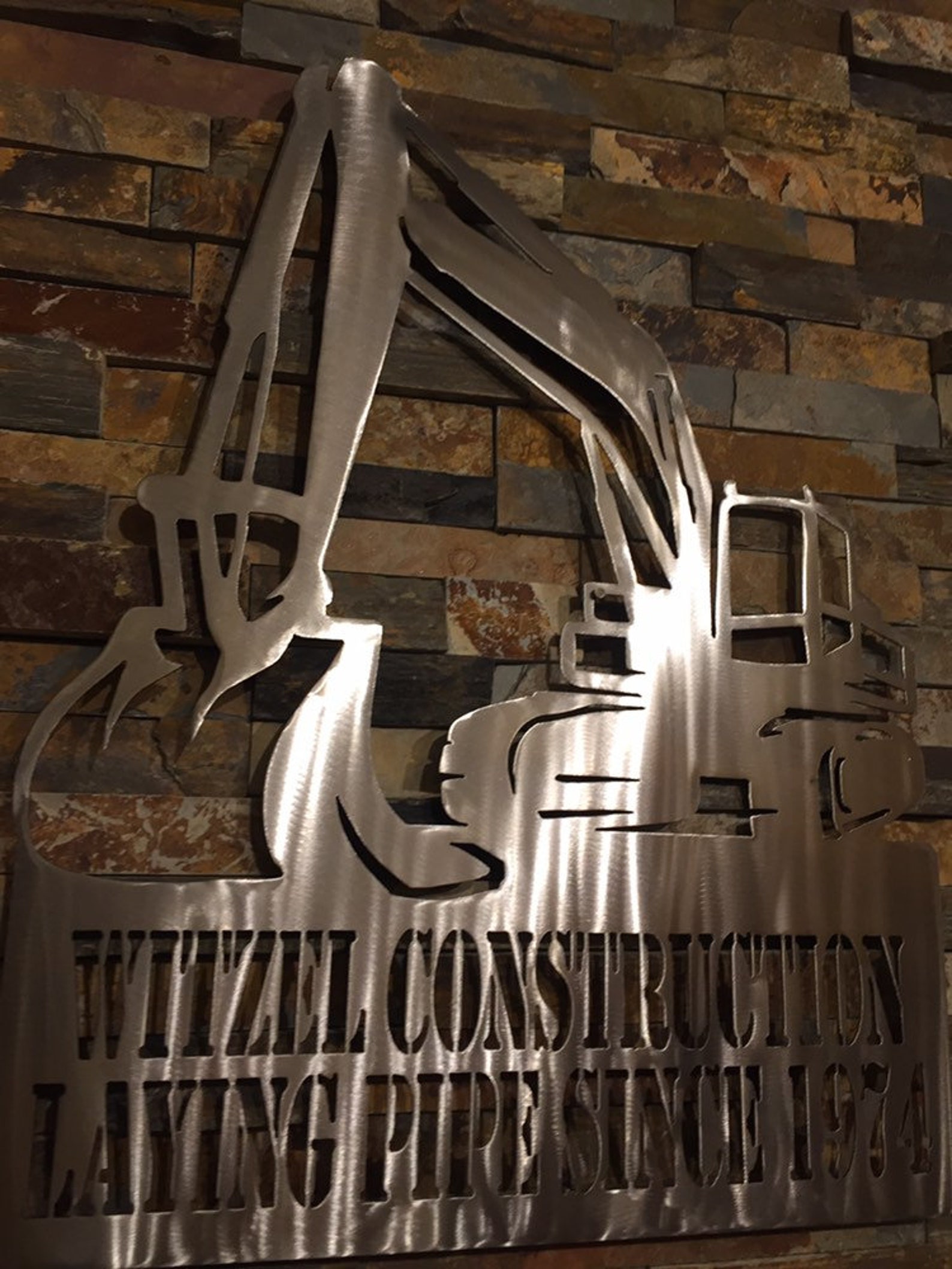 Custom Brushed Metal Excavator Sign: Construction Decor - Etsy