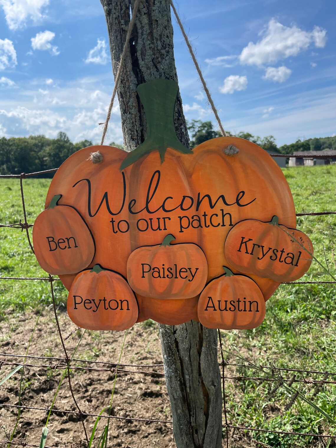Welcome to Our Patch Pumpkin Sign Personalized Little - Etsy