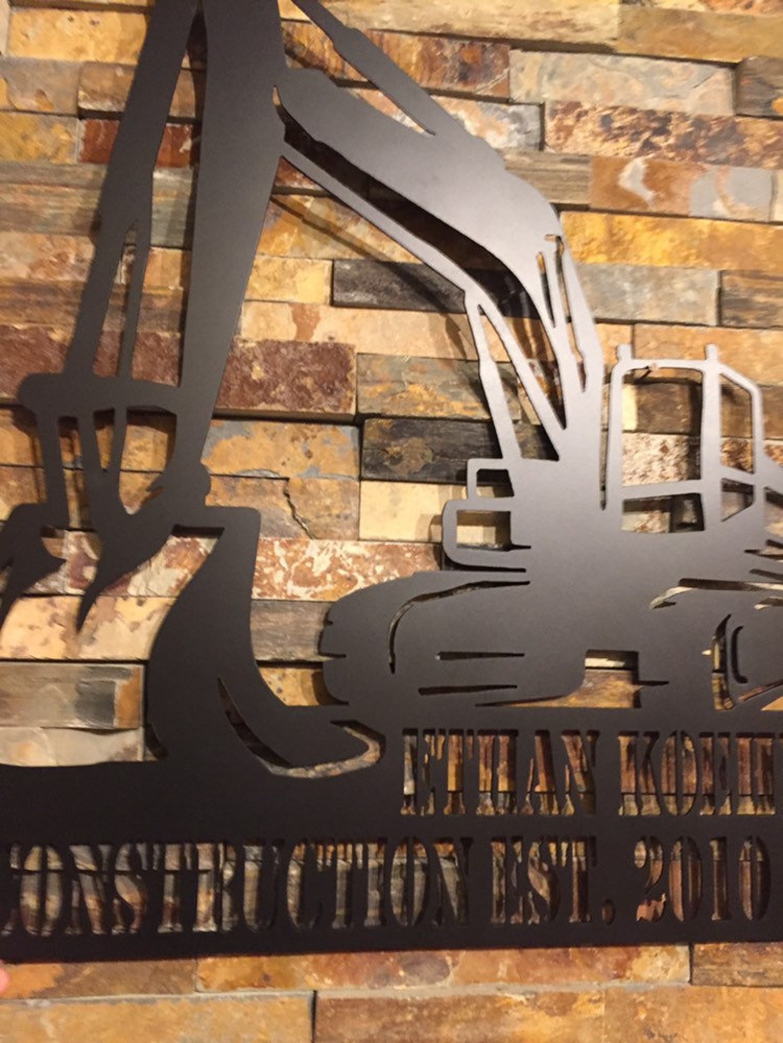 Custom black metal excavator sign construction sign | Etsy