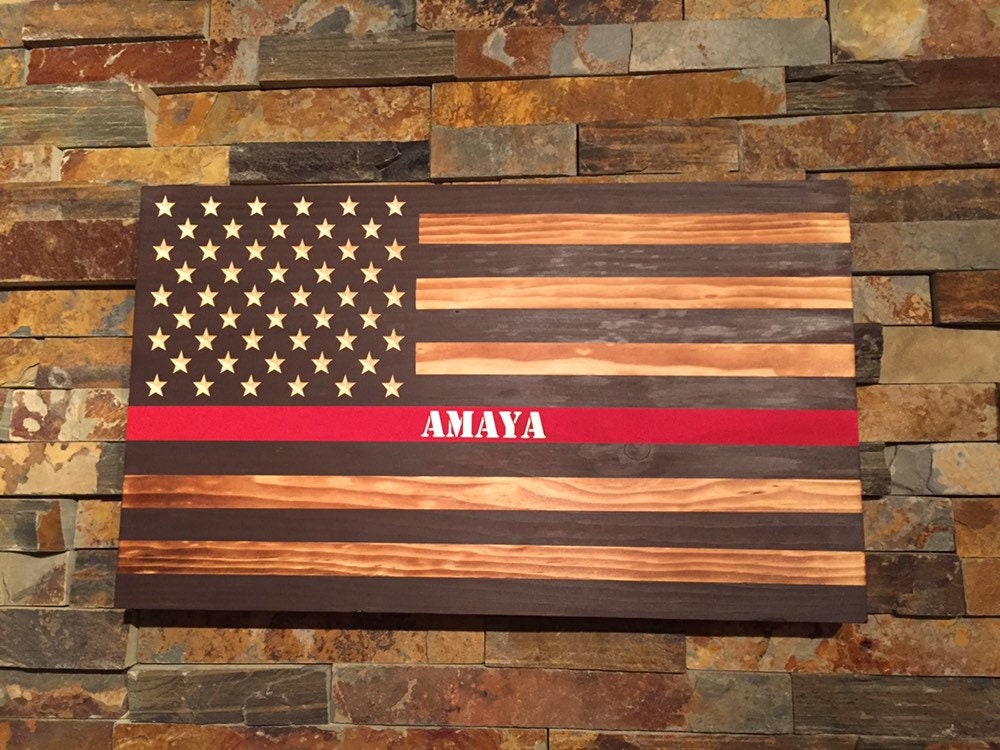 Red With White Lettering Rustic Flag American Flag Thin - Etsy