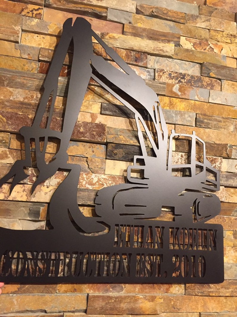 Custom Metal Excavator Sign: Black Construction Decor - Etsy
