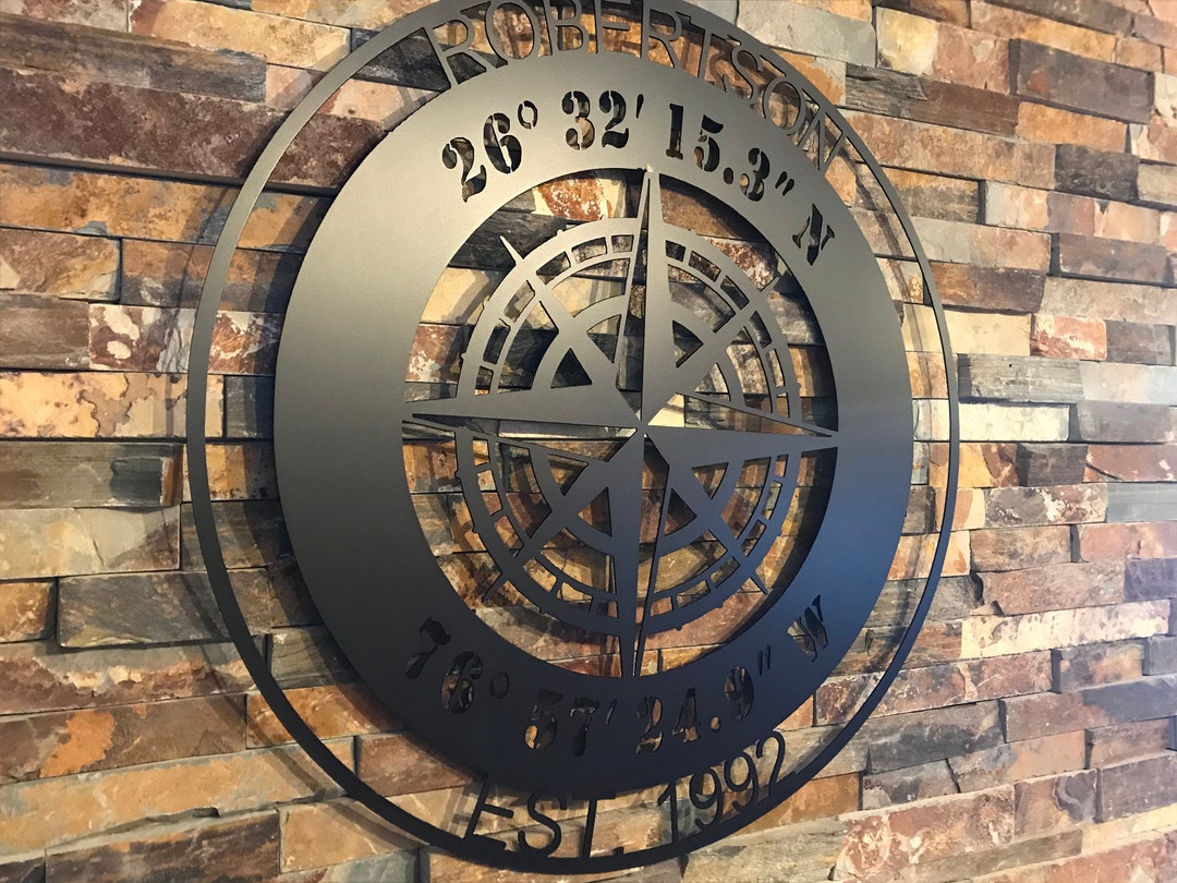 Metal Coordinates Sign - Custom Metal Sign - 1st Home - Wedding Gift ...