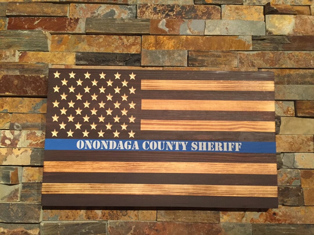 Rustic Wooden American Flag - Blue Line Police Officer Gift - Etsy