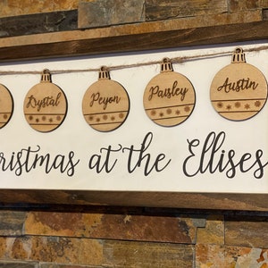 Personalized Family Christmas Sign: Rustic Engraved Wood Ornament Decor ...