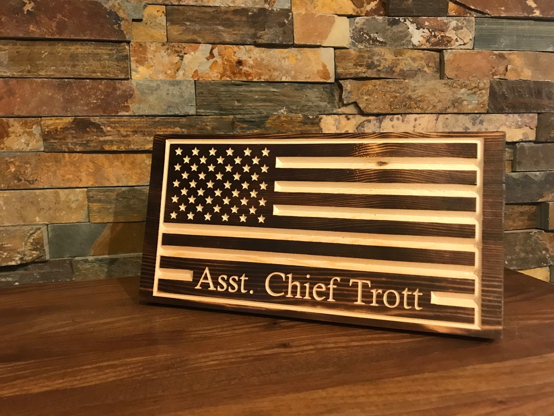 Flag desk plaque Rustic Personalized personalized gift | Etsy