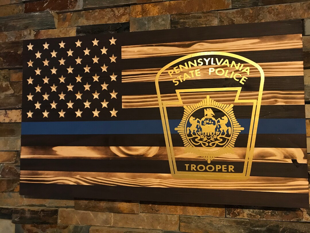Handmade Thin Blue Line Flag: Rustic Police Officer Gift - Etsy