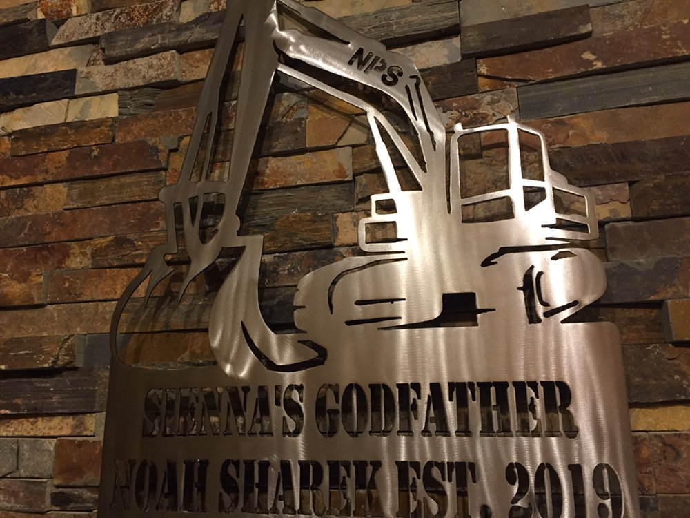 Custom Brushed Metal Excavator Sign: Construction Decor - Etsy