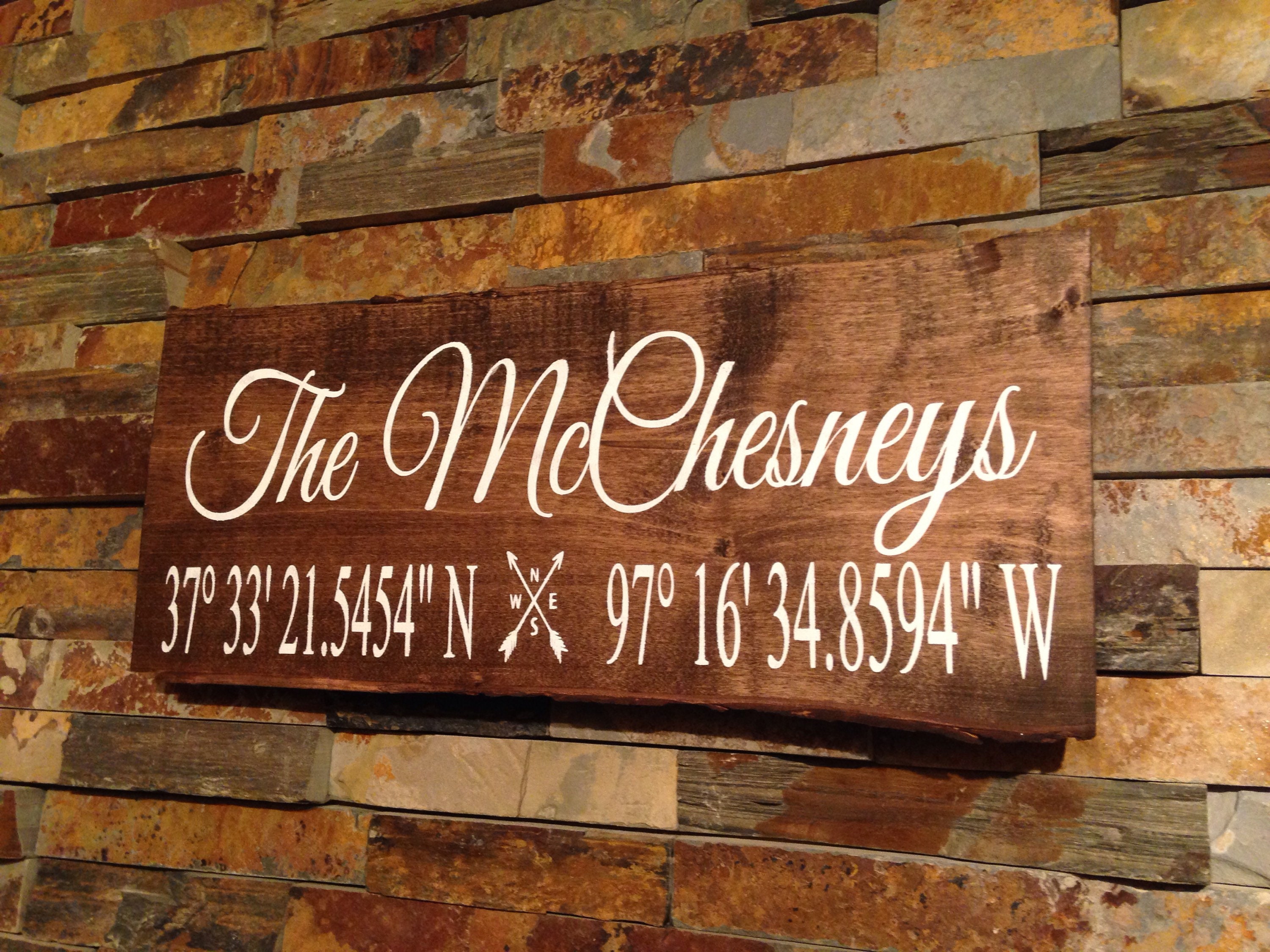 Personalized Coordinates Sign: Rustic Handmade Wood Slab - Etsy