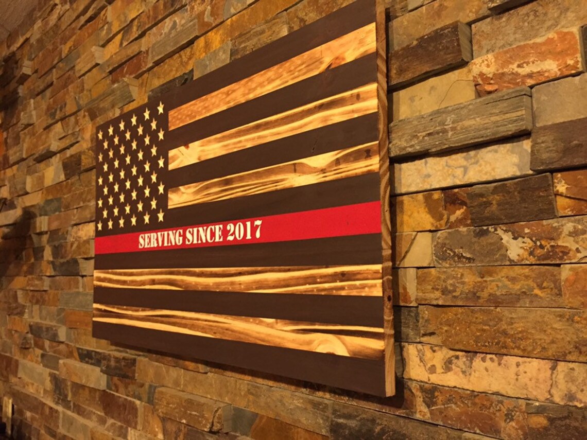 Lg Red With White Lettering Rustic Flag American Flag Thin - Etsy
